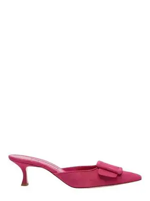 Manolo Blahnik Maysale Square Buckle Point-toe Mules - Pink