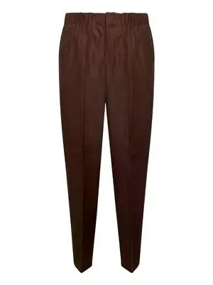 LANEUS Tapered Trousers With Elastic Waistband - Brown