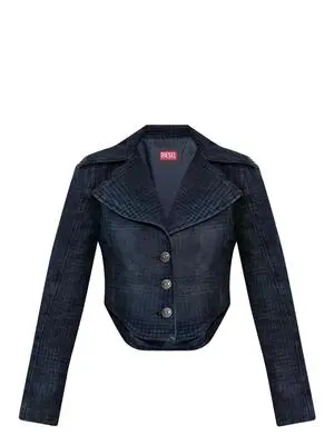 DIESEL Prince Of Wales Cropped Jacket - Blue