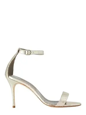 Manolo Blahnik Chaos Snakeskin Sandals - Gold