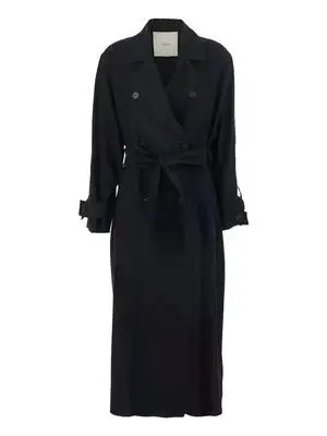 JUCCA Buttoned Belted Coat - Black