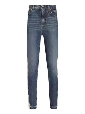 Dolce & Gabbana Lace Panel Denim Jeans - Blue