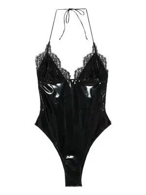 OSEREE Latex Lace-Trim Swimsuit