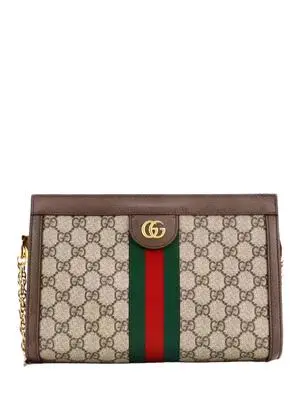Gucci Ophidia Chain Shoulder Bag Gg Coated Canvas - Brown