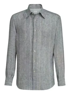 Brunello Cucinelli Striped Pocket Shirt - Grey