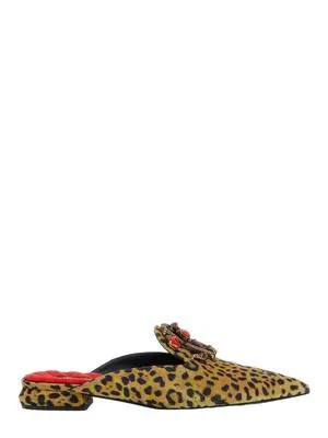 Roberto Cavalli Leopard Embellished Mules - Brown