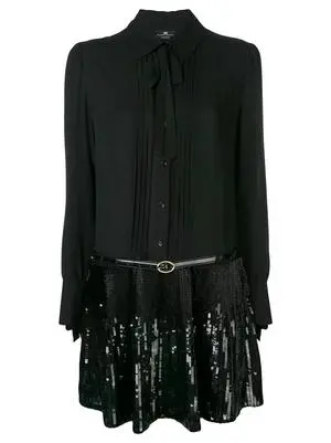 Elisabetta Franchi Sequin Embellished Shirt Dress - Black