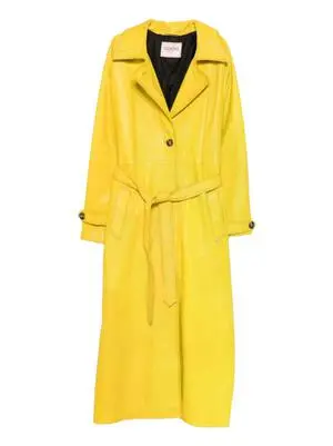 Iceberg Belted Leather Coat - Yellow
