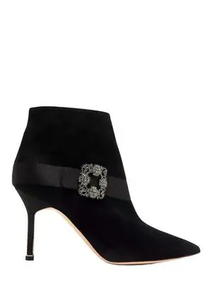 Manolo Blahnik Pliniau Crystal-embellished Ankle Boots - Black