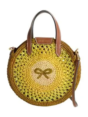 ANYA HINDMARCH Round Raffia Tote Bag With Bow Detail - Yellow