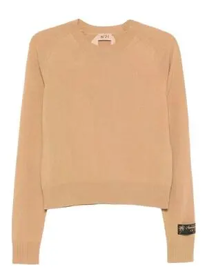 N°21 Long-sleeve Knitwear With Logo Patch - Neutrals