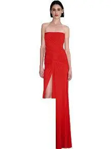 Alex Perry Strapless Ruched Twist Gown - Blue