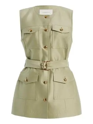 Zimmermann Luna Wool-silk Utility Vest - Green
