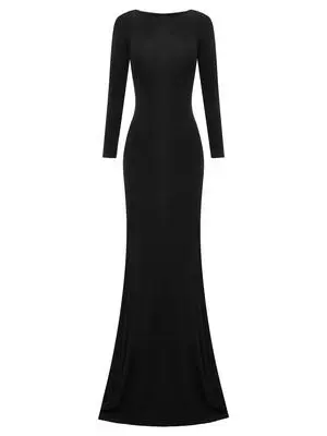 Alex Perry Long Sleeve Open Back Gown - Black