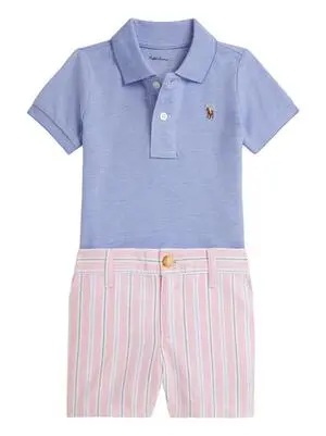 Ralph Lauren Oxford Mesh Shirt & Shorts Set - Harbor Island Blue