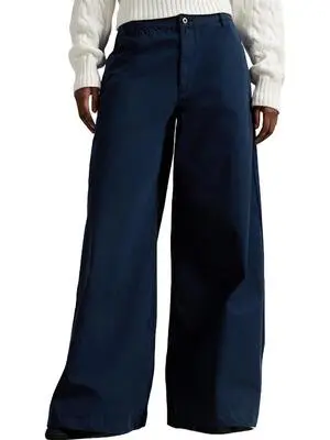 Polo Ralph Lauren Poplin Wide-leg Pants - Navy