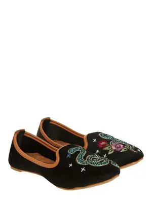 FUCHSIA Viper Mismatched Embroidered Loafer - Black