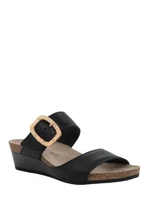 Naot Magic Luxe Platform Slide Sandal - Black Leather