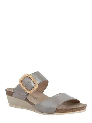 Naot Magic Luxe Platform Slide Sandal - Titanium Leather