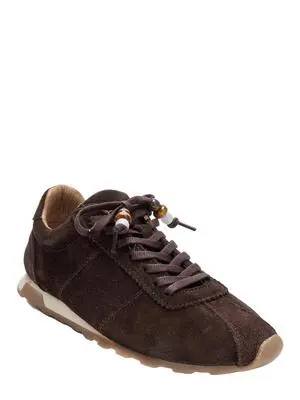 FOREVER & ALWAYS SHOES Brea Leather Embellished Sneaker Brown Suede