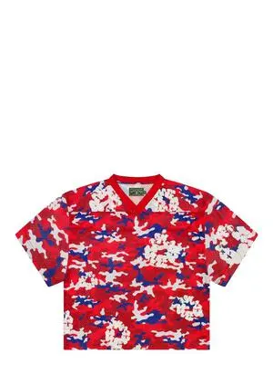 DENIM TEARS Camouflage Wreath Mesh T-shirt Red