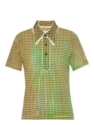 MAISON MARGIELA Gingham Polo Top - Yellow