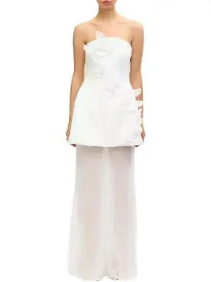 Acler Culloden Butterfly Strapless Maxi Dress - White