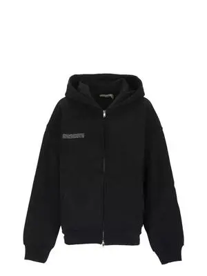 PANGAIA Zip Front Hooded Sweater - Black