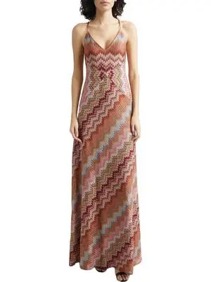 Missoni Snakeskin Zigzag Raschel Knit Dress - Multi Grn Cml Wht Pnk