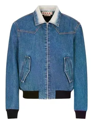 Marni Bleached-effect Bomber Jacket - Blue