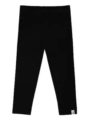 DEUX PAR DEUX Rib Elastic Waist Capri Leggings - Black