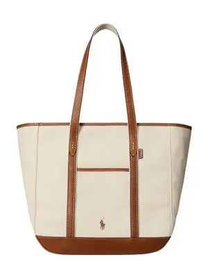 Polo Ralph Lauren Canvas & Leather Tote - Ecru/cuoio