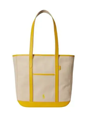 Polo Ralph Lauren Canvas & Leather Tote - Ecru/racing Yellow