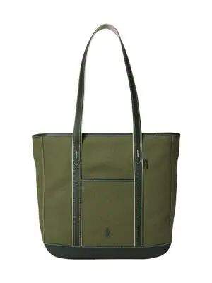Polo Ralph Lauren Canvas & Leather Tote - Light Sage/olive