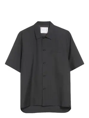 Sacai Chalk Stripe Short Sleeve Shirt - Black