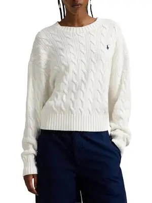 Polo Ralph Lauren Cable-knit Crewneck Sweater - White