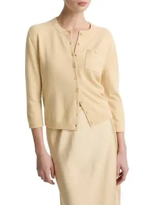 Vince Wool And Cashmere-blend Cardigan With Pocket - Chamomile