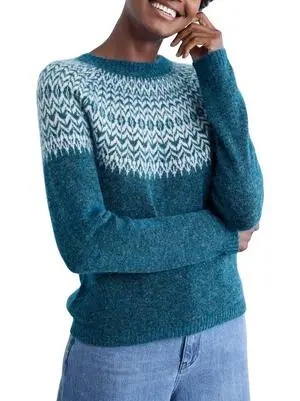 SEASALT CORNWALL Fair Isle Wool & Mohair Blend Sweater - Knit Hellebore Shore Limestone