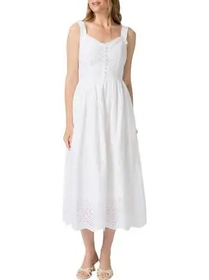 Paige Riesling Eyelet Sleeveless Maxi Dress - White