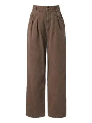 MARANT ETOILE Nadine Cotton And Linen Wide-leg Pants - Brown
