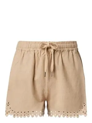 MARANT ETOILE Balyme Embroidered Cotton Shorts - Beige