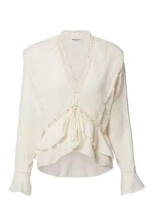 MARANT ETOILE Damienne Cotton And Linen-blend Top - White