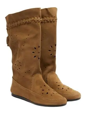 Isabel Marant Welky Laser-cut Suede Mid-calf Boots - Beige