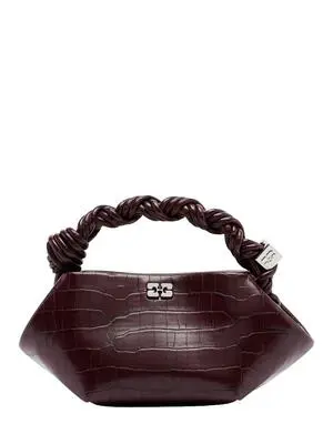 GANNI Mini Croc-effect Top-handle Bag - Burgundy
