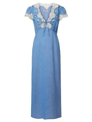 Rixo Amari Floral Lace-trimmed Midi Dress - Blue