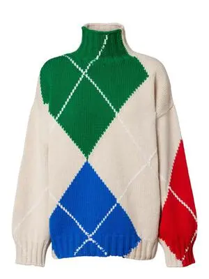 JW Anderson X Pringle Of Scotland® Argyle Turtleneck Sweater - White