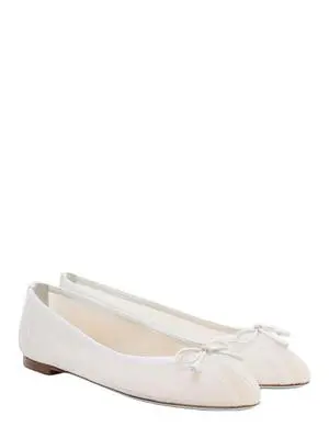 AQUAZZURA Voile Leather-trimmed Tulle Ballet Flats - White