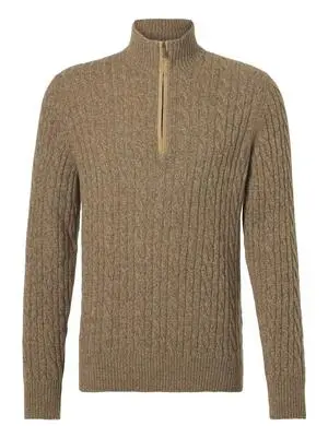 Loro Piana Cable-knit Cashmere Half-zip Sweater - Brown