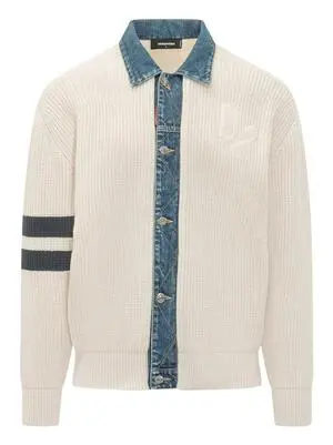 Dsquared2 Denim Mix Knit Cardigan - White
