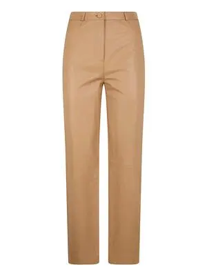 Loulou De Saison Cobe Straight-leg Lambskin Pants - Beige
